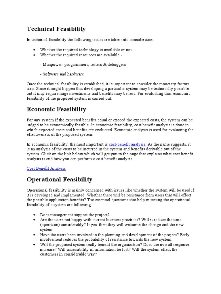 Technical Feasibility: Cost-Benefit Analysis | PDF | Feasibility Study ...