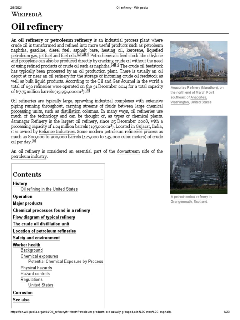 Oil Refinery - Wikipedia | PDF | Oil Refinery | Petroleum
