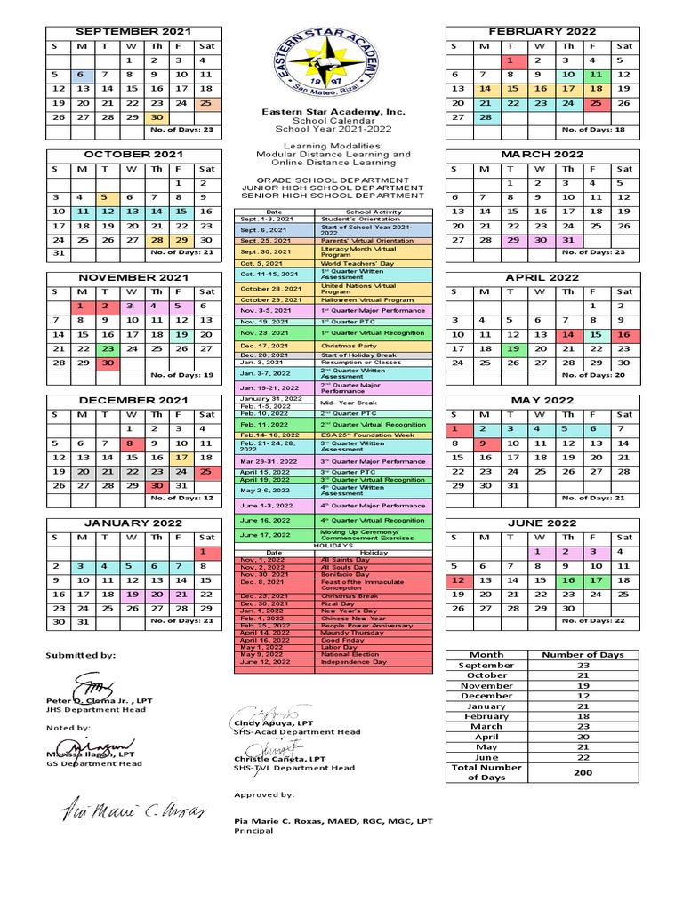 School Calendar 2021-2022 | Download Free PDF | Observances | Holidays