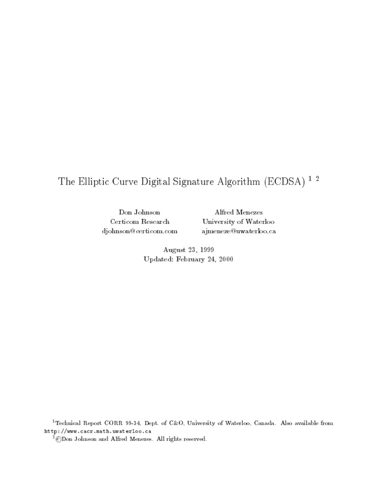 The Elliptic Curve Digital Signature Algorithm (ECDSA) | PDF | Public Key Cryptography ...