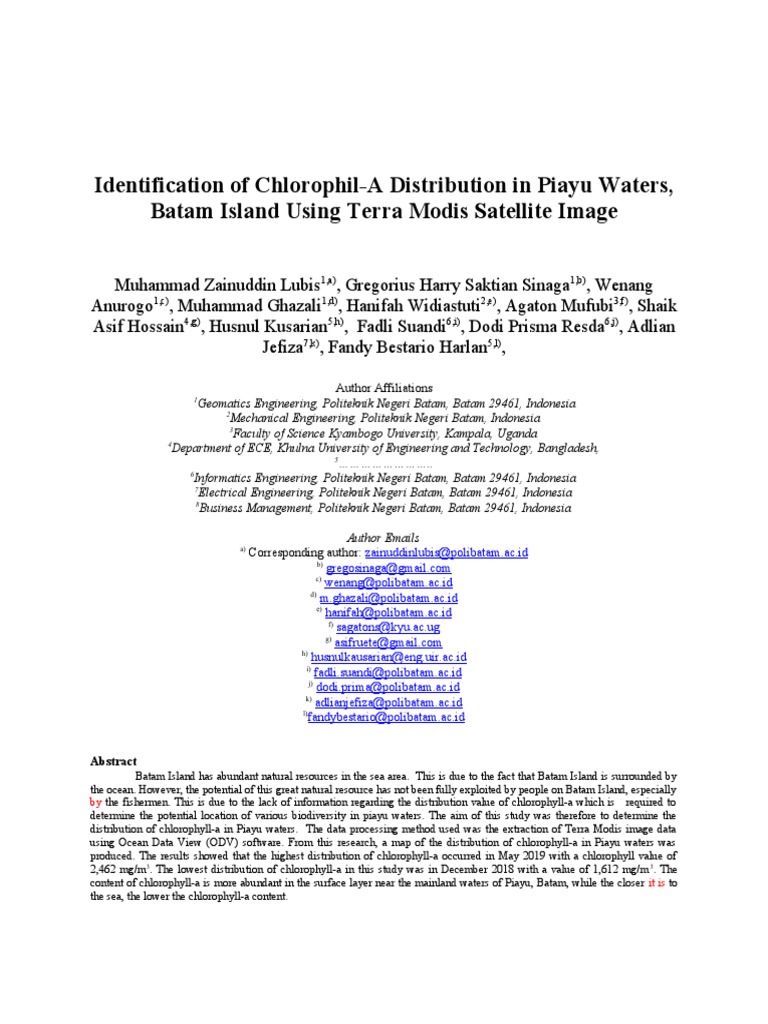 AIPCP Article Template | PDF | Chlorophyll | Phytoplankton