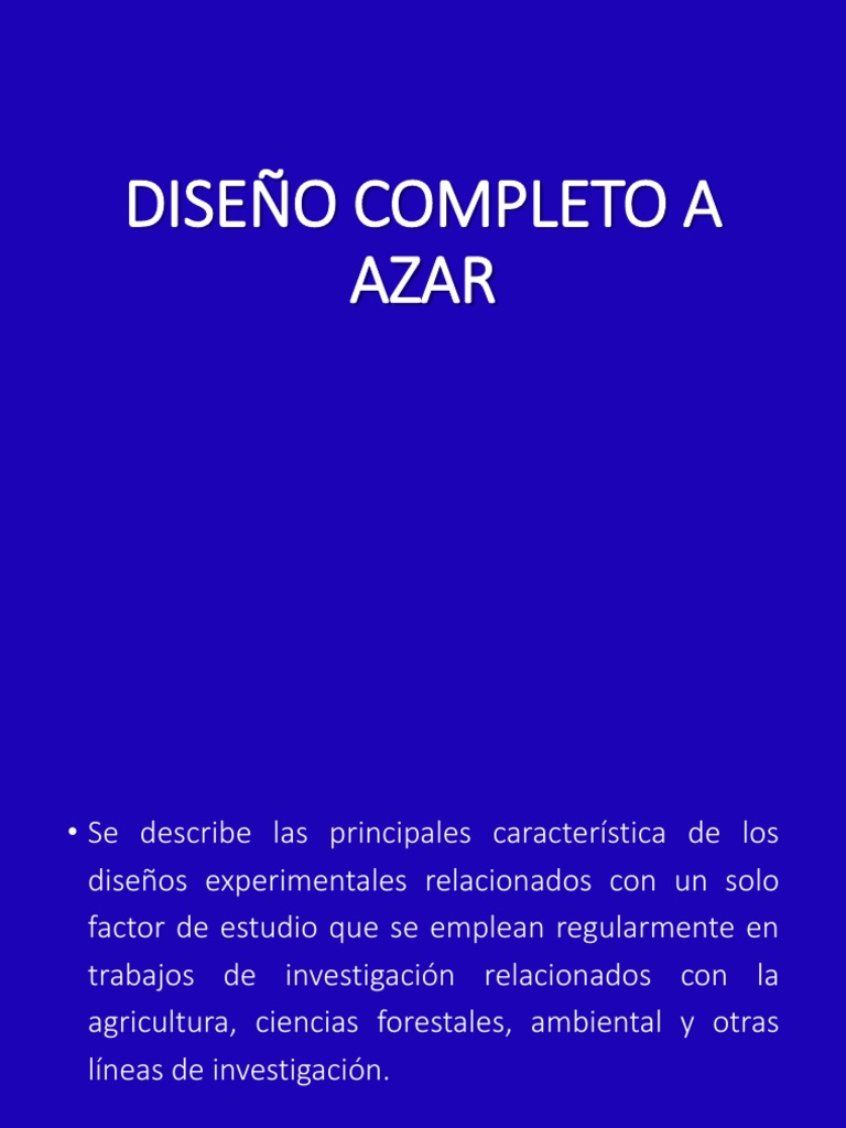 Diseño completo al azar (DCA) para experimentos unifactoriales | PDF ...