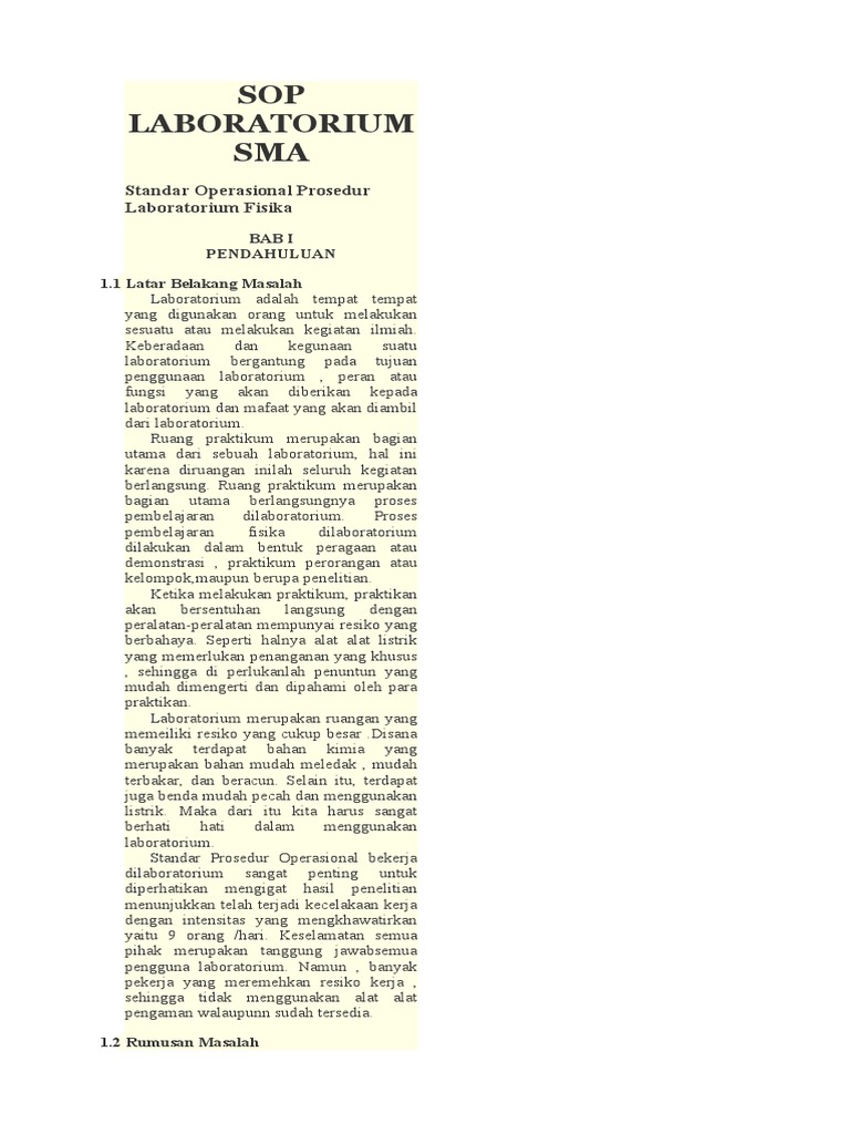 SOP LAB FISIKA | PDF