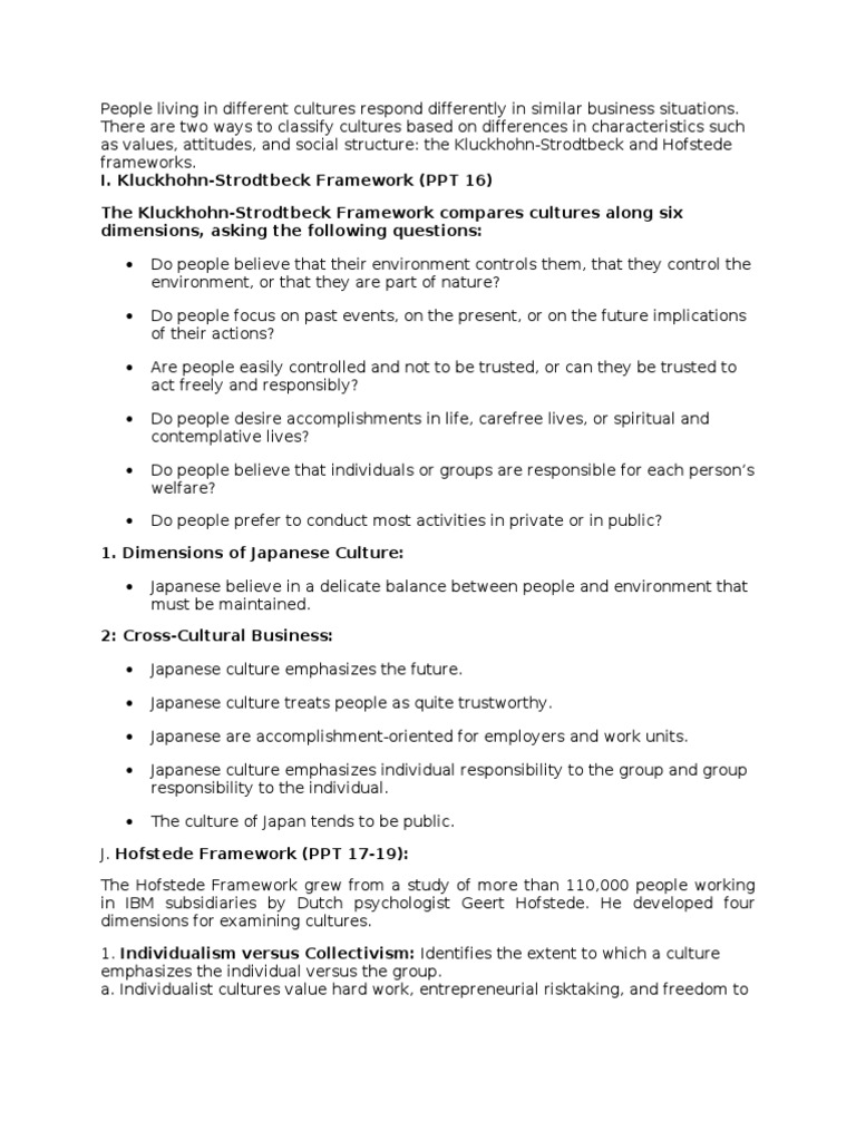 Kluckhohn-Strodtbeck Value Orientations | PDF | Emergence | Behavioural ...