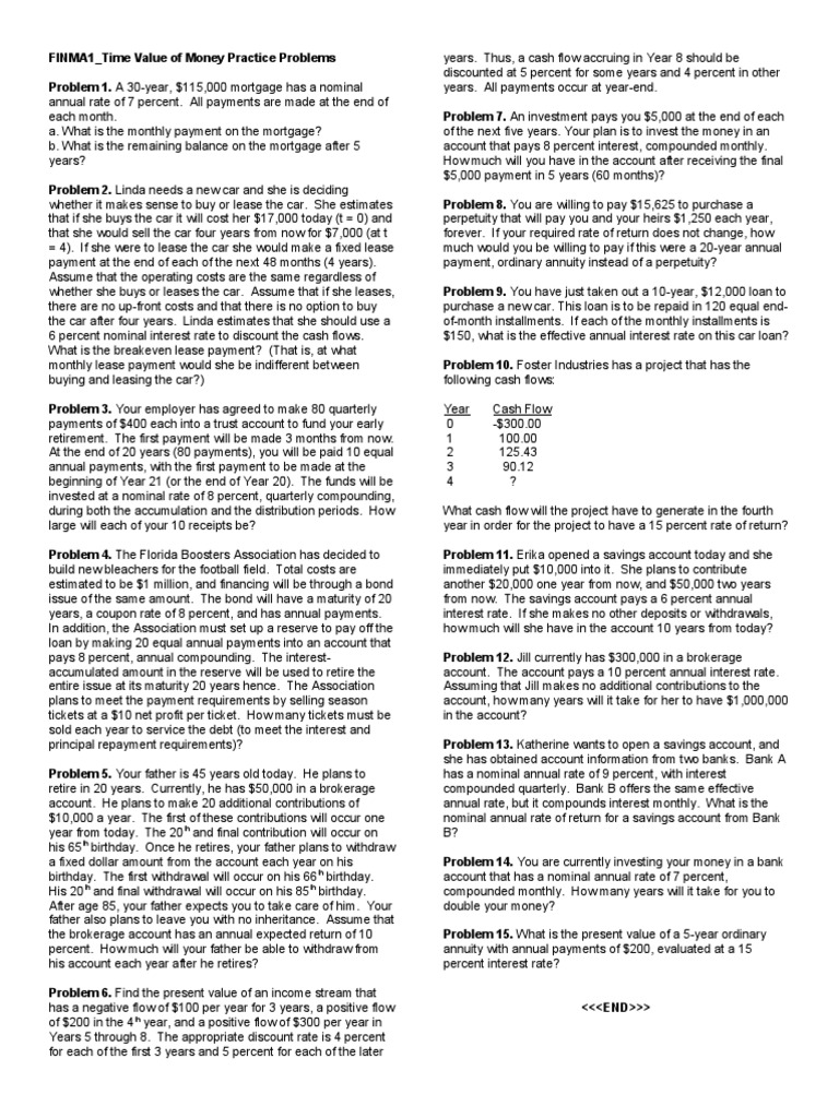 Time Value of Money Practice Problems: Calculating Present and Future ...
