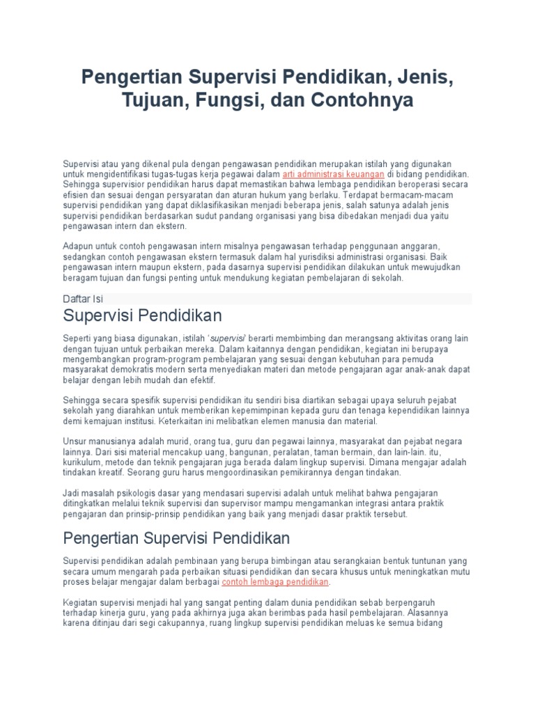 Pengertian Supervisi Pendidikan | PDF