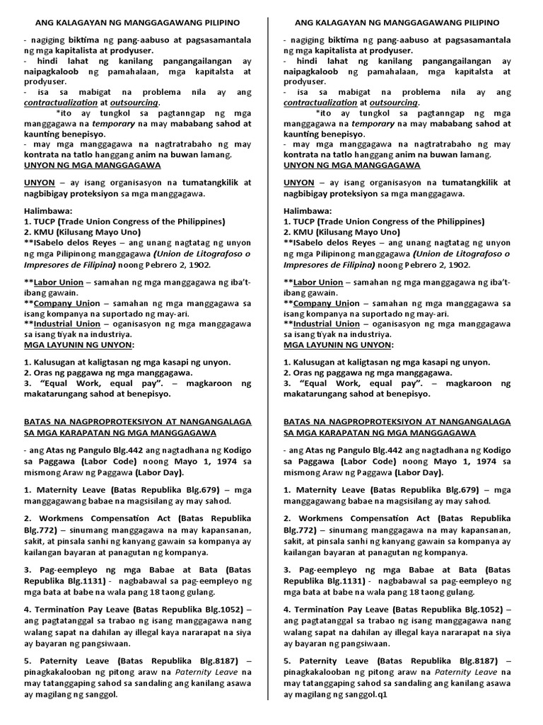 Ang Kalagayan NG Manggagawang Pilipino | PDF