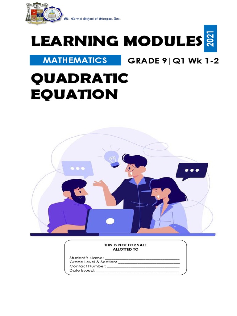 Math 9 Q1 Week 1-2 | PDF | Quadratic Equation | Equations