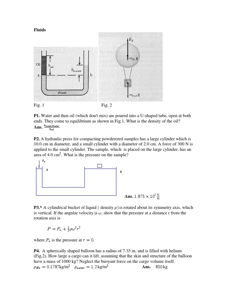 sp06 Fluid Problems | PDF | Buoyancy | Pressure