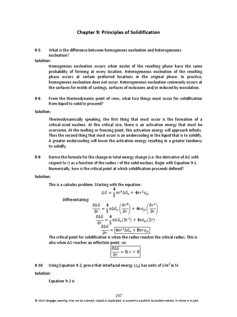 Askeland Science and Engineering 7e ISM Chapter 09 | PDF | Casting ...
