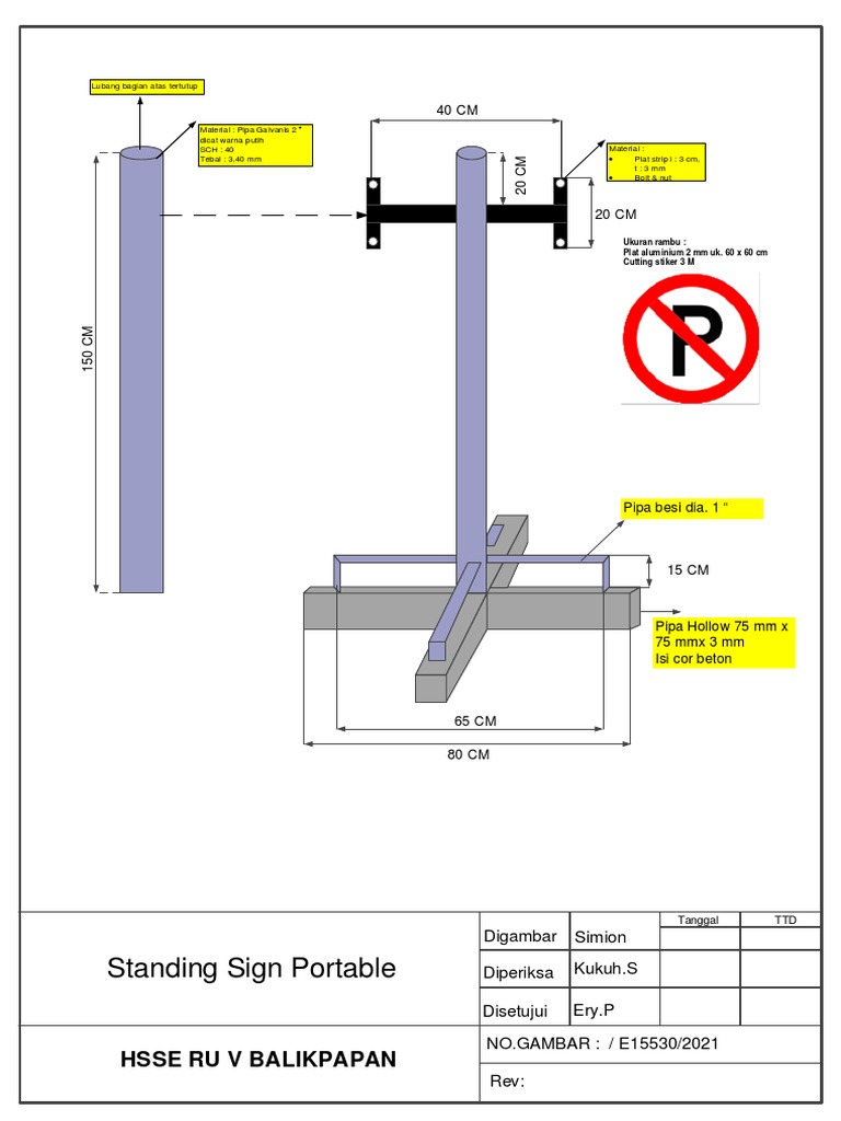 Design Tiang Rambu Portable | PDF