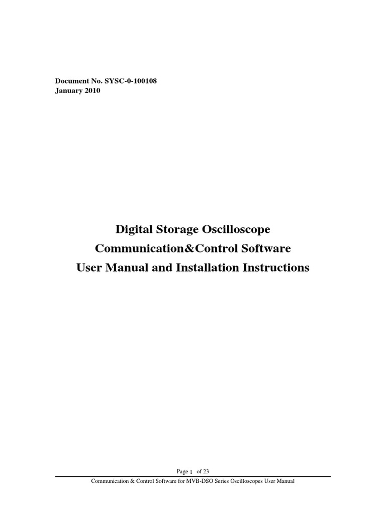 Monitor & Controller Software For MVB-DSO Series Oscilloscopes User Manual V1.6 | PDF | Software ...