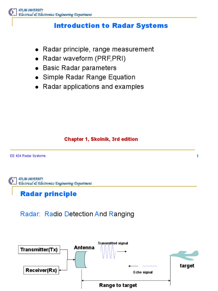 Introduction To Radar Systems | PDF | Radar | Broadcast Engineering