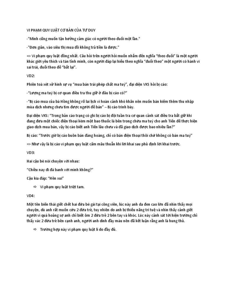 VI PHẠM QUY LUẬT CƠ BẢN CỦA TƯ DUY | PDF