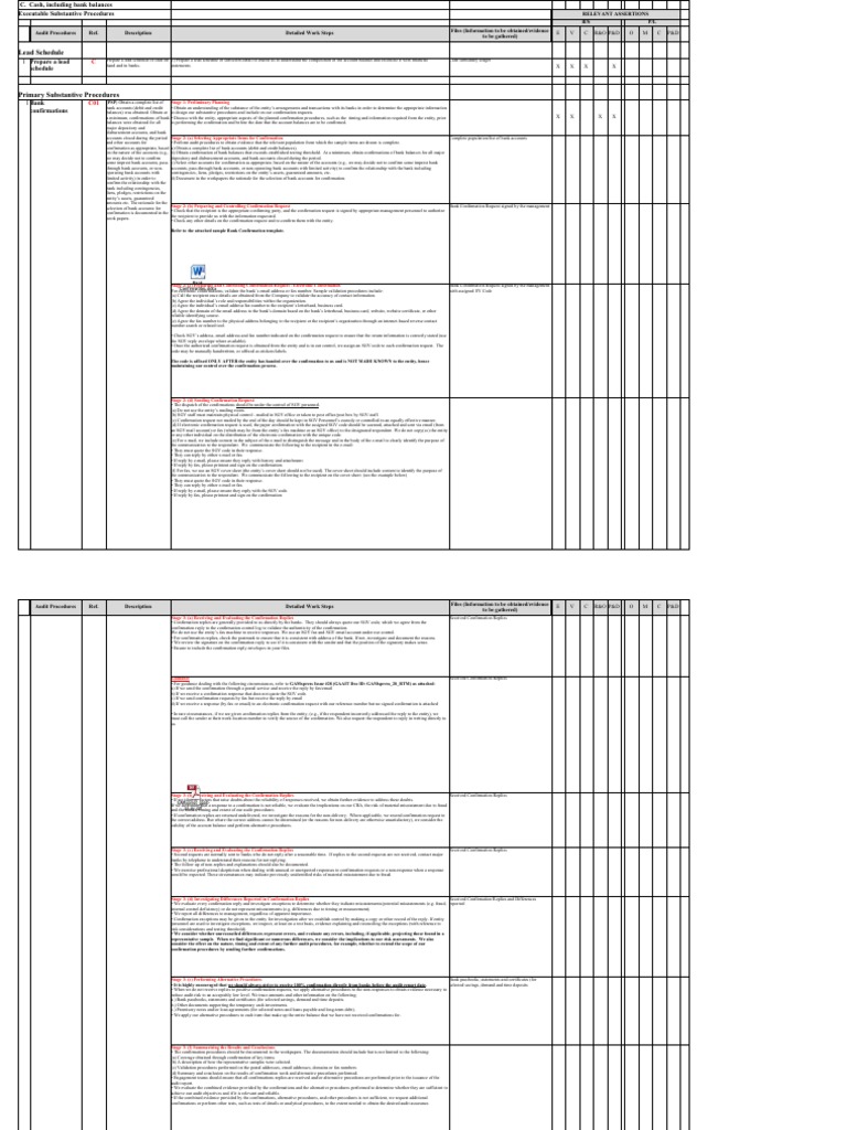 Lead Schedule: Refer To The Attached Sample Bank Confirmation Template ...