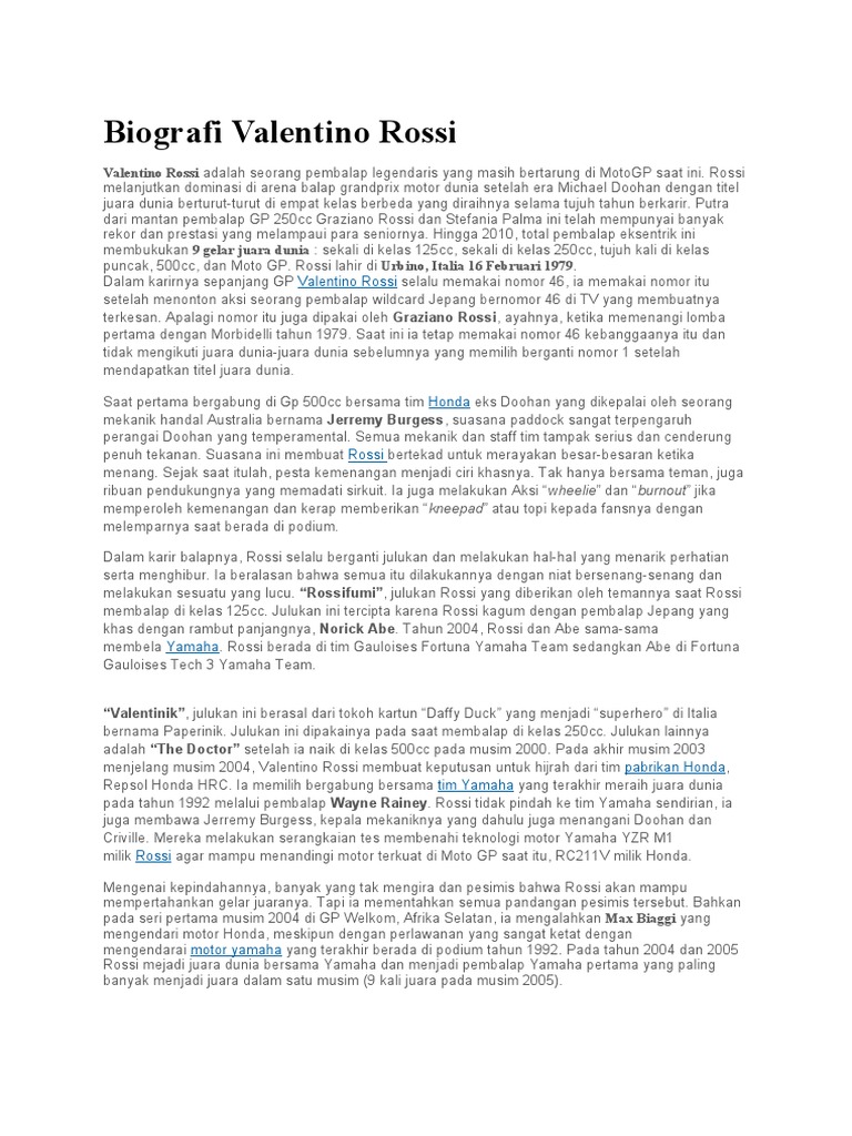 PROFIL Valentino Rossi | PDF