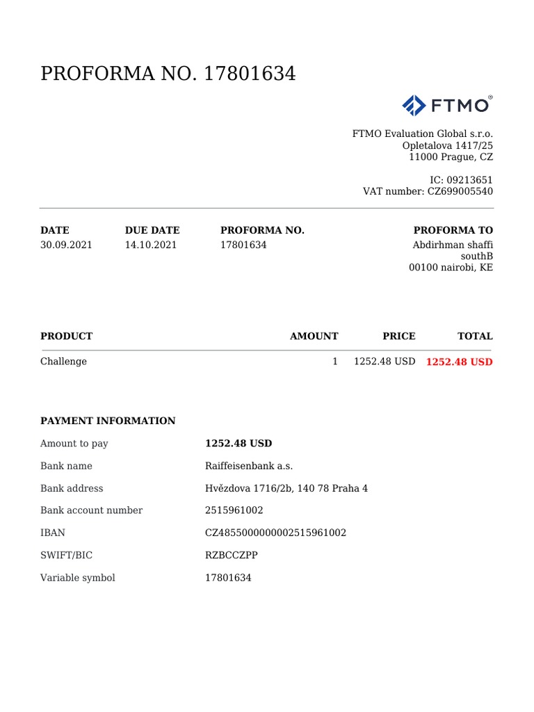 Proforma 17801634 | PDF