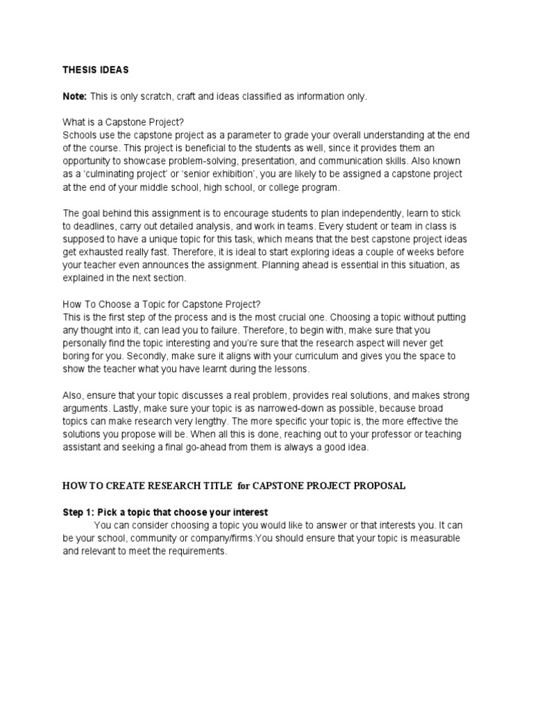 How To Create Capstone Topic and Ideas | PDF | Android (Operating ...