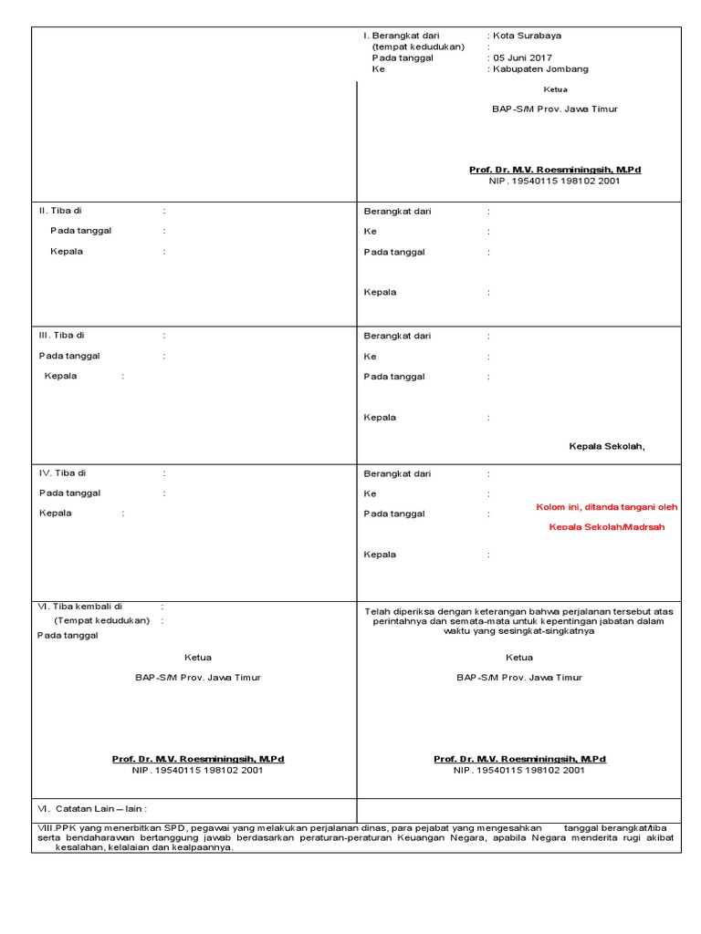 SPPD Untuk Visitasi - Format Kosongan | PDF