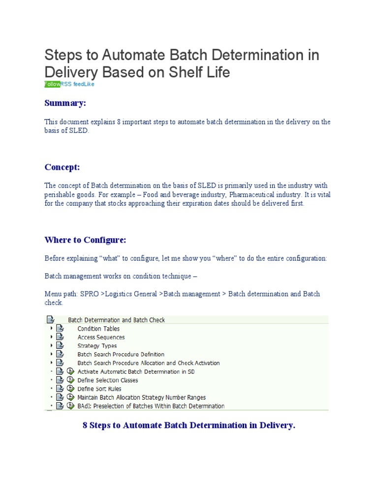 Batch Determination Against Shelflife | PDF | Shelf Life | Delivery (Commerce)