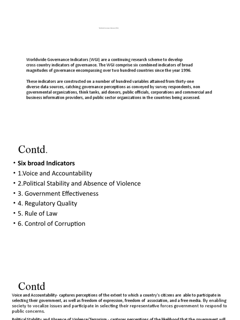 Worldwide Governance Indicators (WGI) | PDF | Governance | Crime & Violence