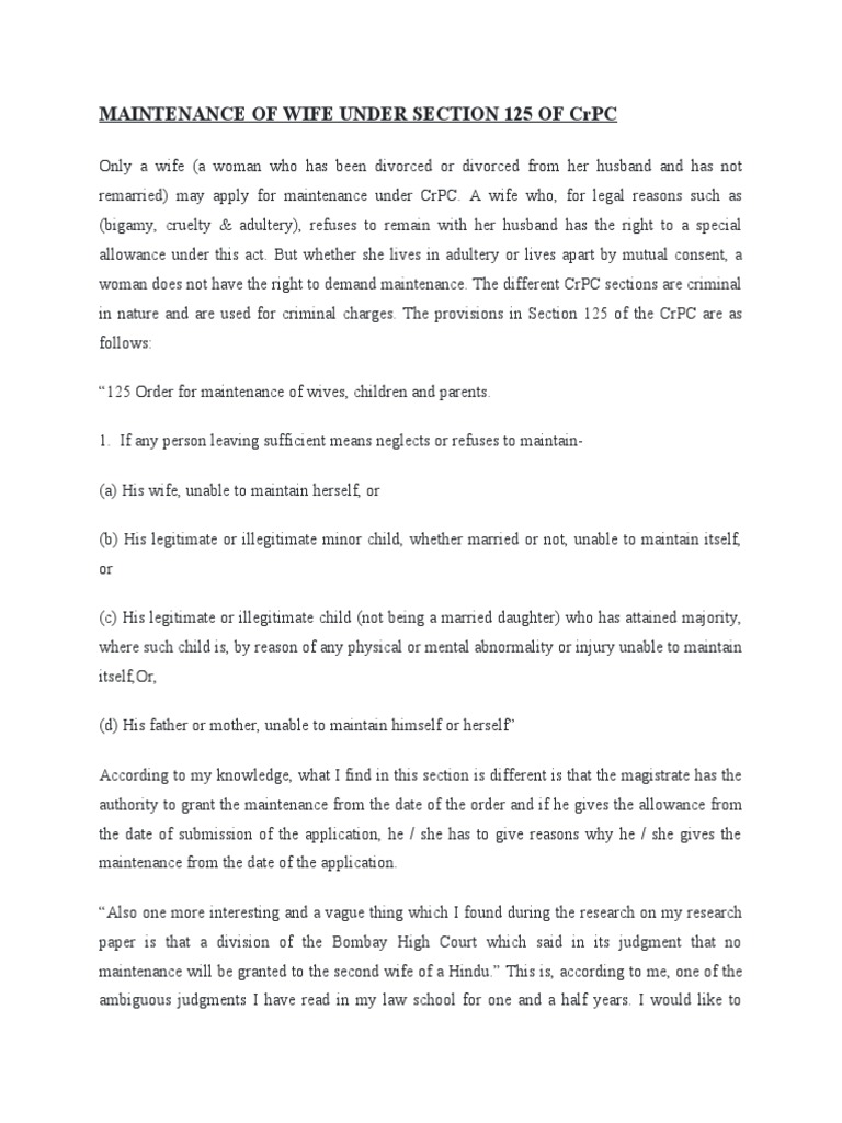 Maintenance Rights for Wives Under CrPC | PDF | Wife | Judgment (Law)
