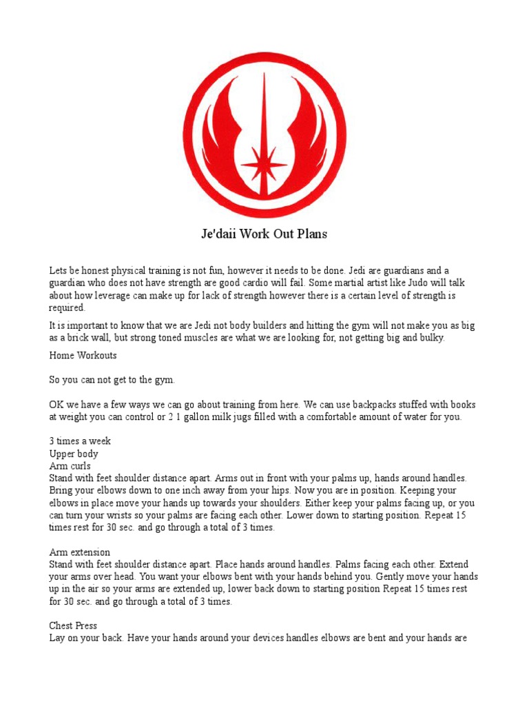 Jedi Workout Plan | PDF | Human Anatomy | Physical Exercise