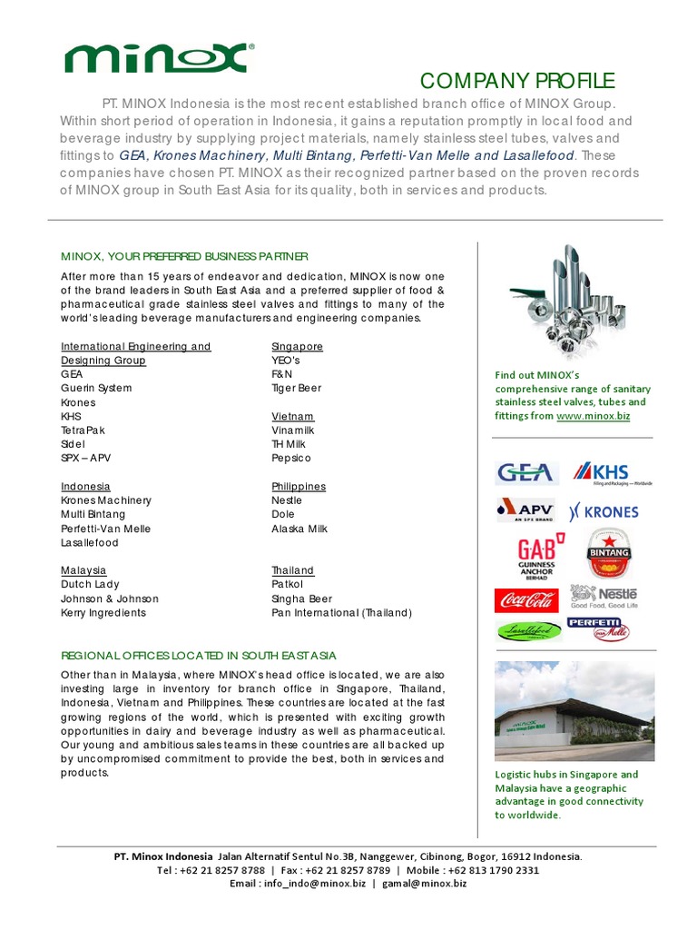 MINOX Company Profile - Indonesia | PDF | Economies