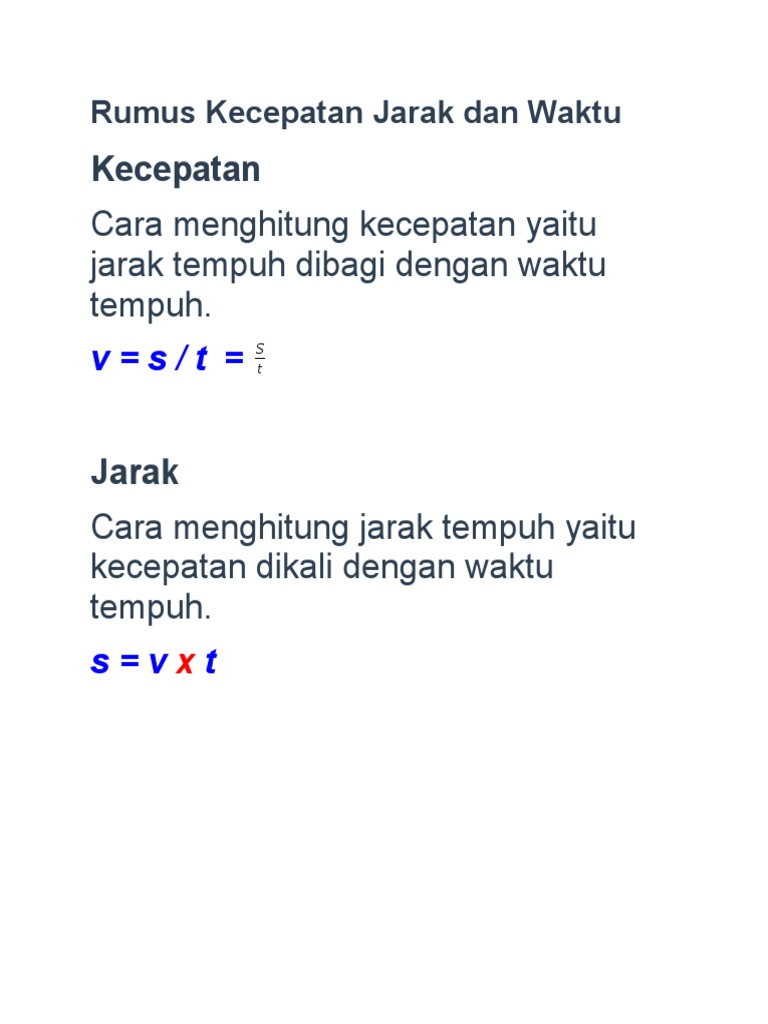 Rumus Kecepatan Jarak Dan Waktu | PDF