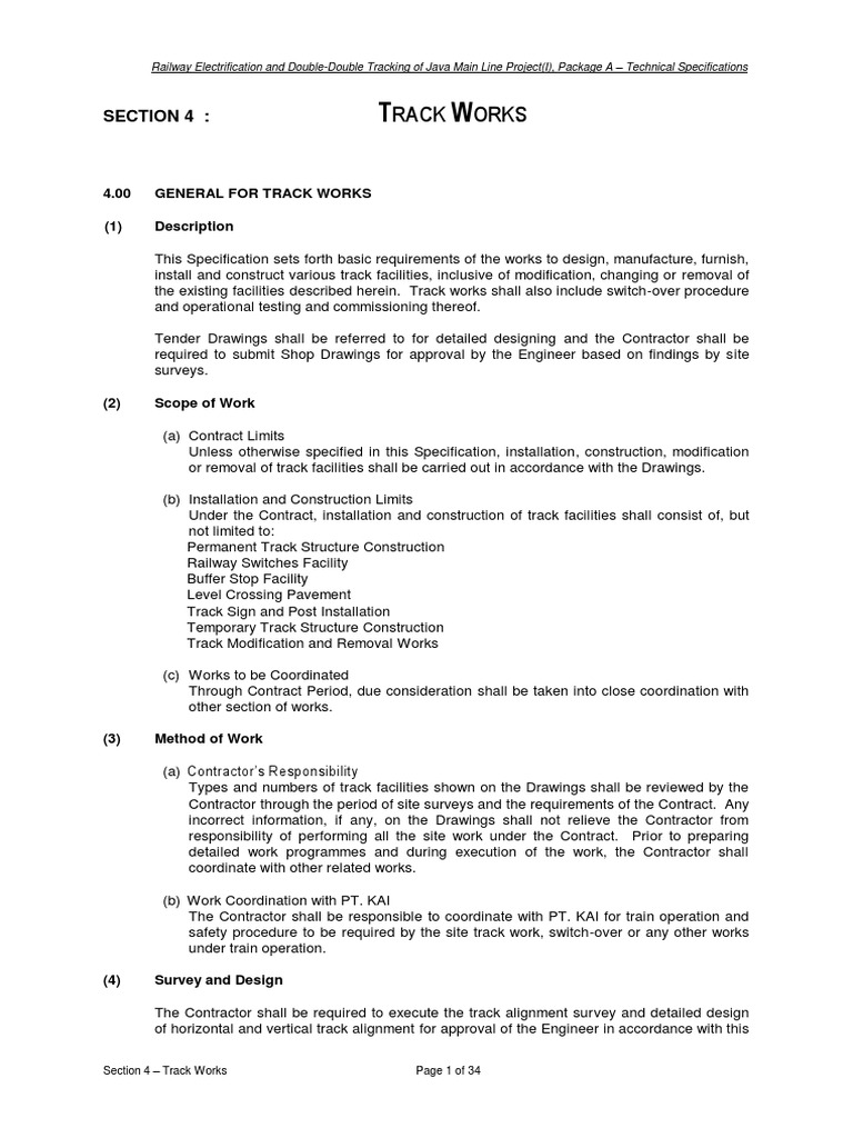 Technical Specificationssec.4 | PDF | Track (Rail Transport ...