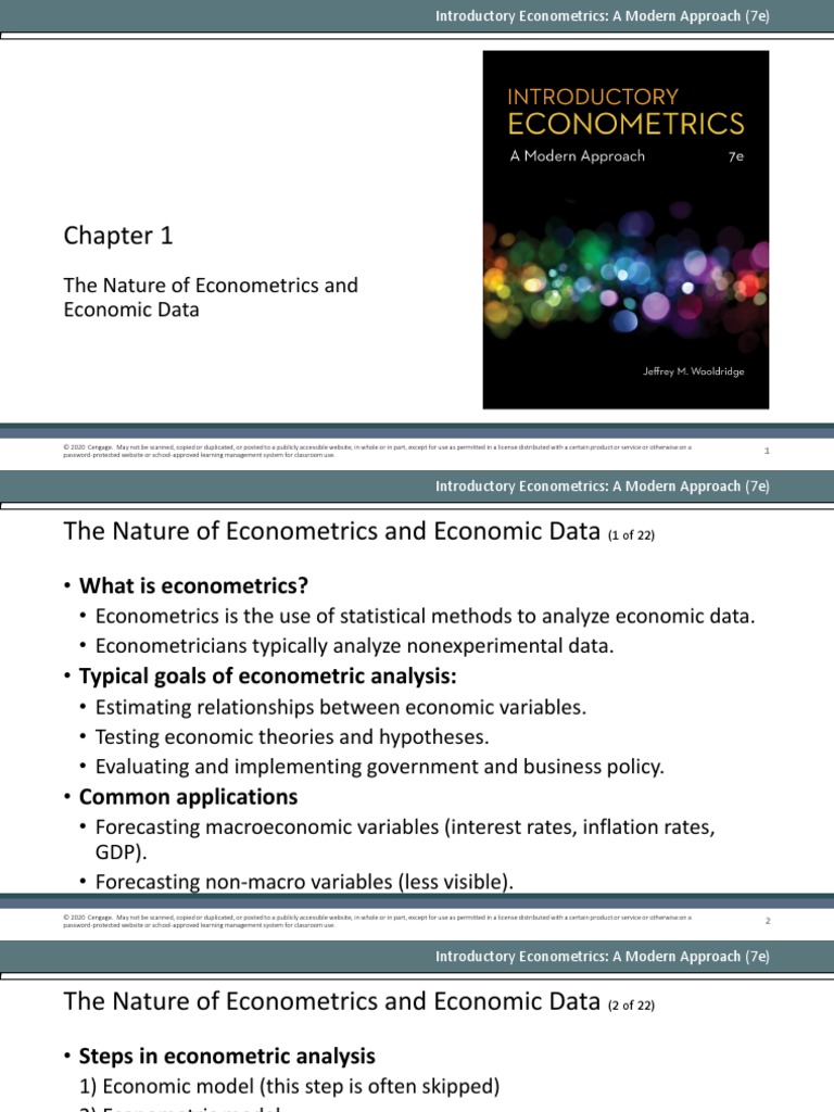 CH01 - Wooldridge - 7e PPT - 2pp | PDF | Econometrics | Statistics