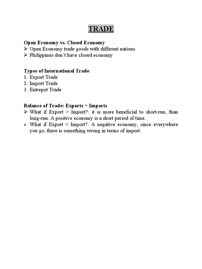 Trade: Open Economy vs. Closed Economy | PDF | Politics