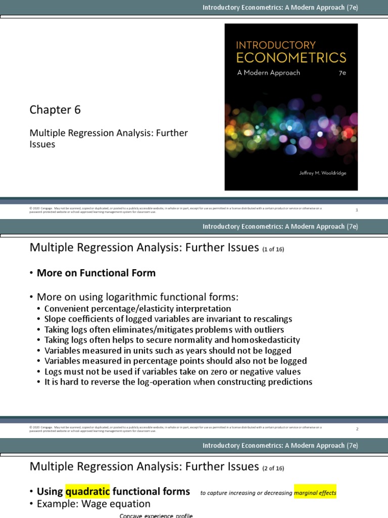 CH06 - Wooldridge - 7e PPT - 2pp | PDF | Coefficient Of Determination | Regression Analysis