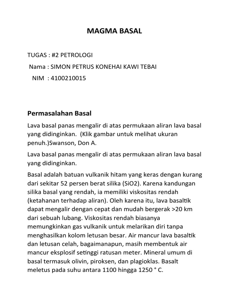 Proses dan Karakteristik Magma Basaltik | PDF