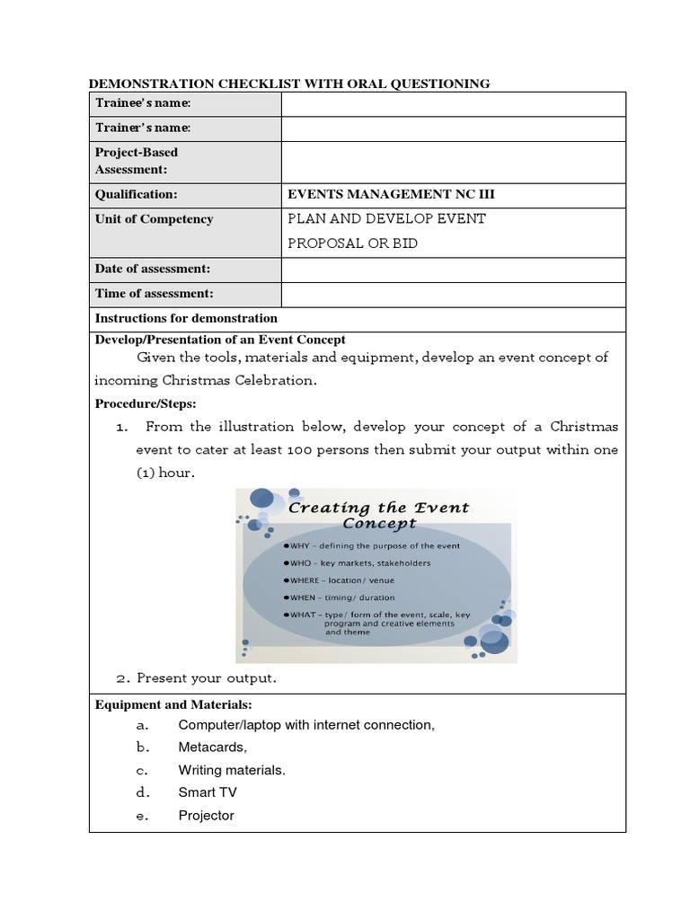 Evidence Plan Demonstration Oral Questioning Checklist REVISED 101221 ...
