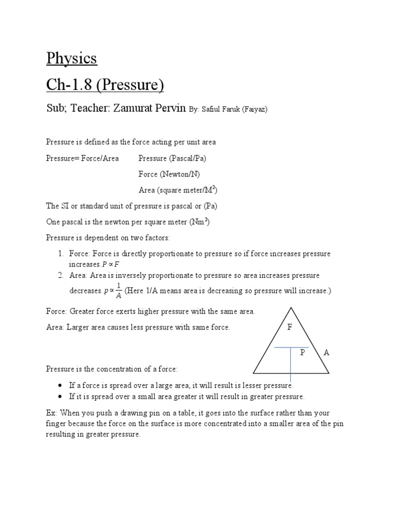 Physics CH 1.8 (Pressure) | Download Free PDF | Pressure | Liquids