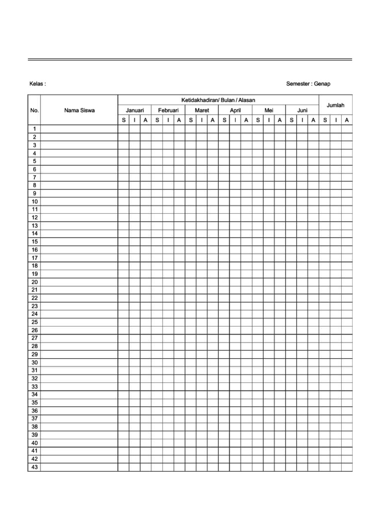 Contoh Format Rekap Absen | PDF