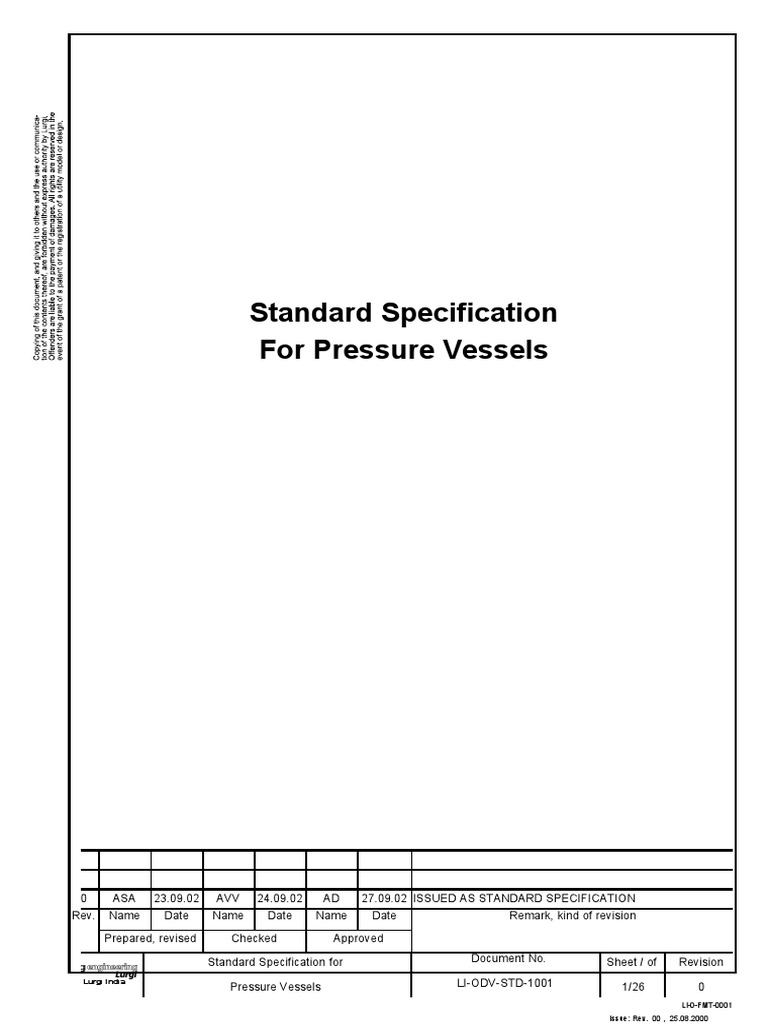 Specification Pressure Vessel | PDF | Specification (Technical Standard ...