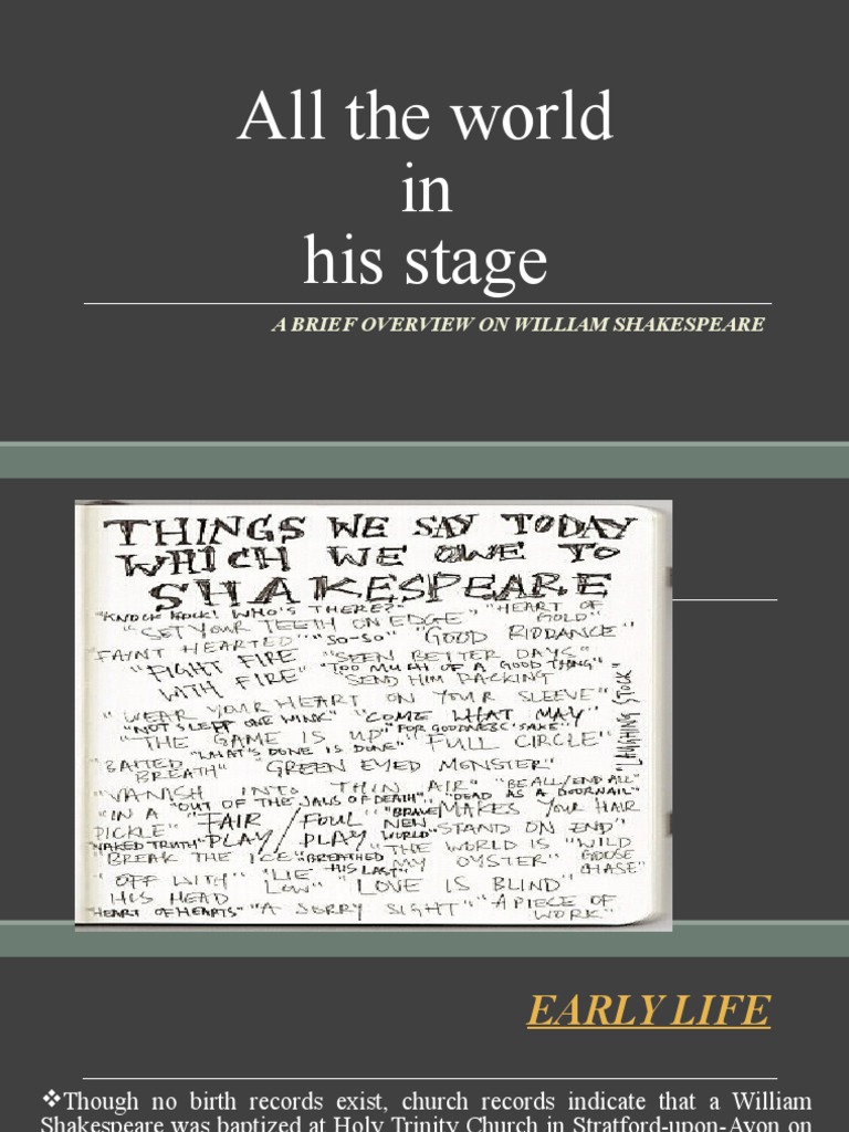 All The World IN HIS STAGE | PDF | William Shakespeare