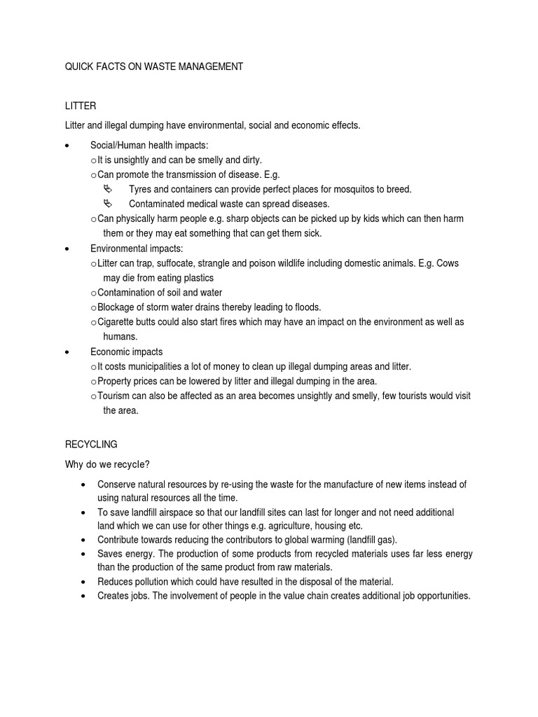 Waste Management Facts | PDF | Recycling | Waste