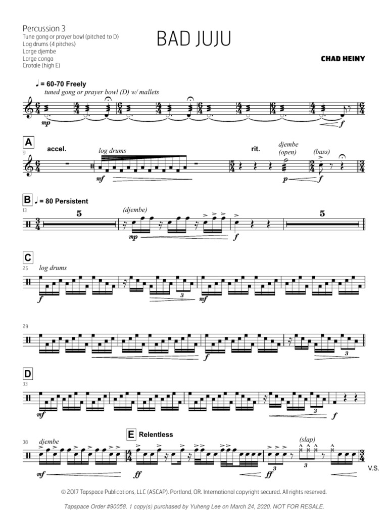 Bad Juju-Percussion 3 | PDF
