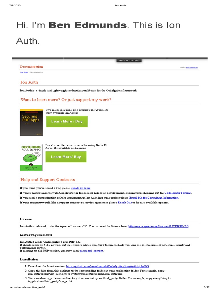 Hi. I'm Ben Edmunds. This Is Ion Auth | PDF | Password | Boolean Data Type