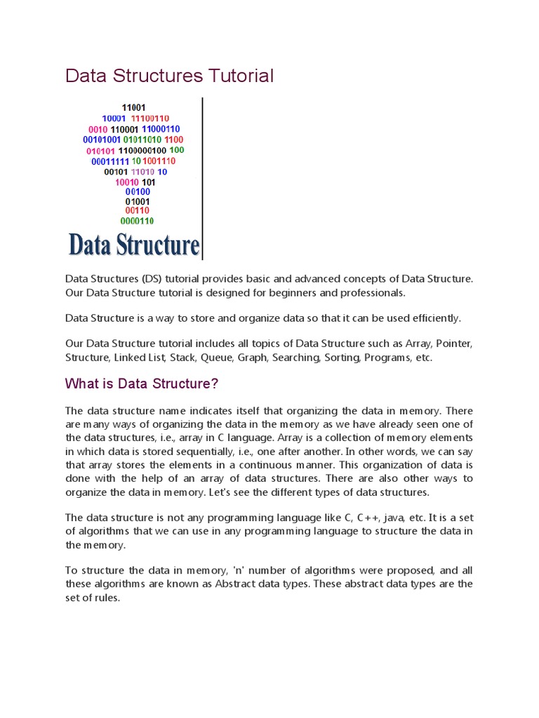 Data Structures Tutorial Pdf Data Structure Array Data Structure 9953