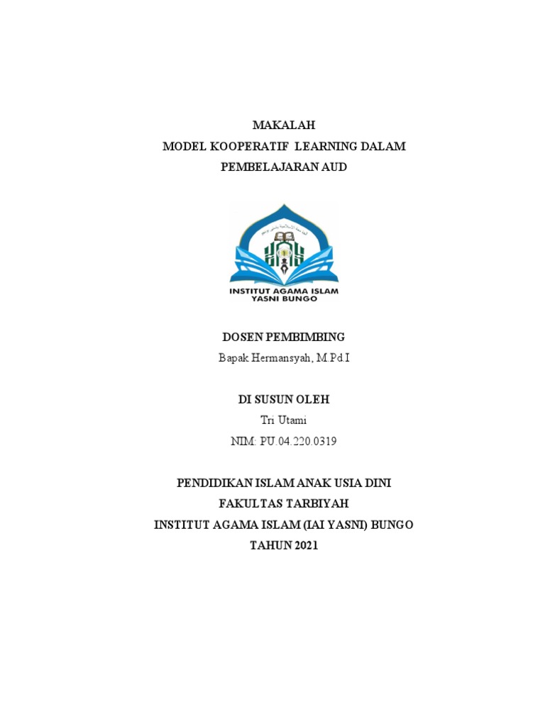 Makalah Model Kooperatif Learning Dalam Pembelajaran Aud | PDF | Karier ...