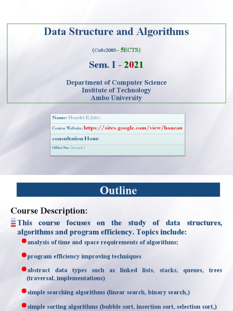 Data Structure and Algorithms: Sem. I | PDF | Data Structure | Data Type