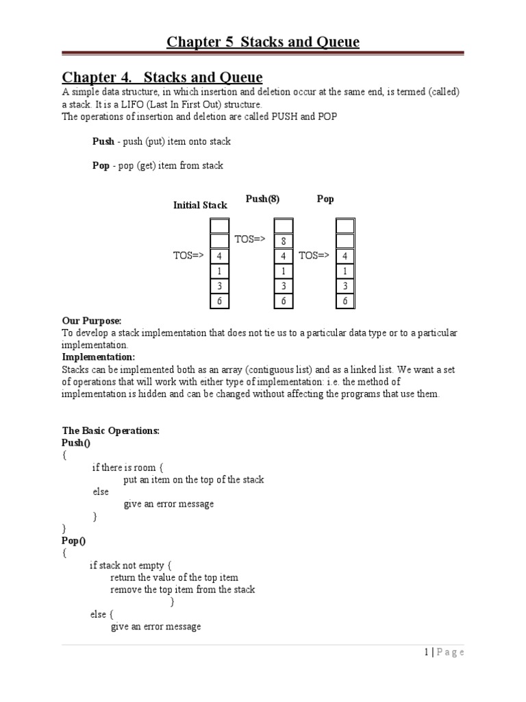 Chapter 5 Stacks and Queue Chapter 4. Stacks and Queue | PDF | Queue (Abstract Data Type ...