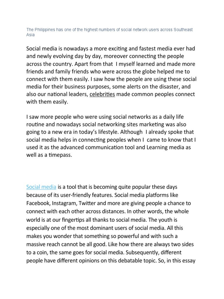 Speech Example | PDF | Popular Culture & Media Studies | Social Media