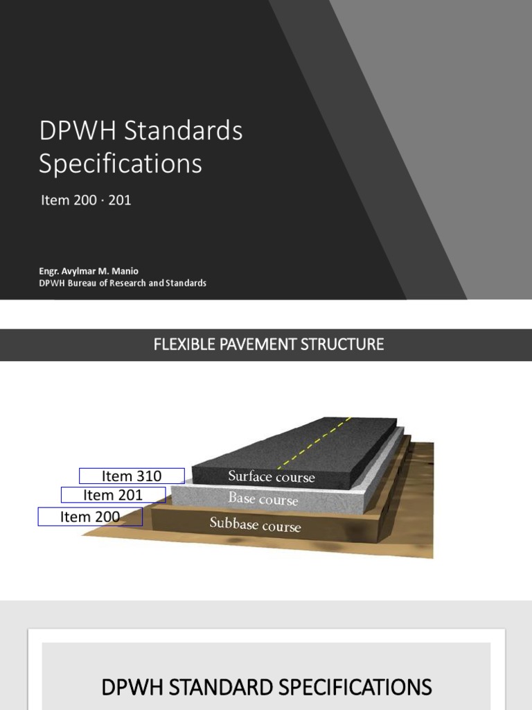 PE Reviewer - DPWH Standards Specifications | PDF | Road Surface | Asphalt