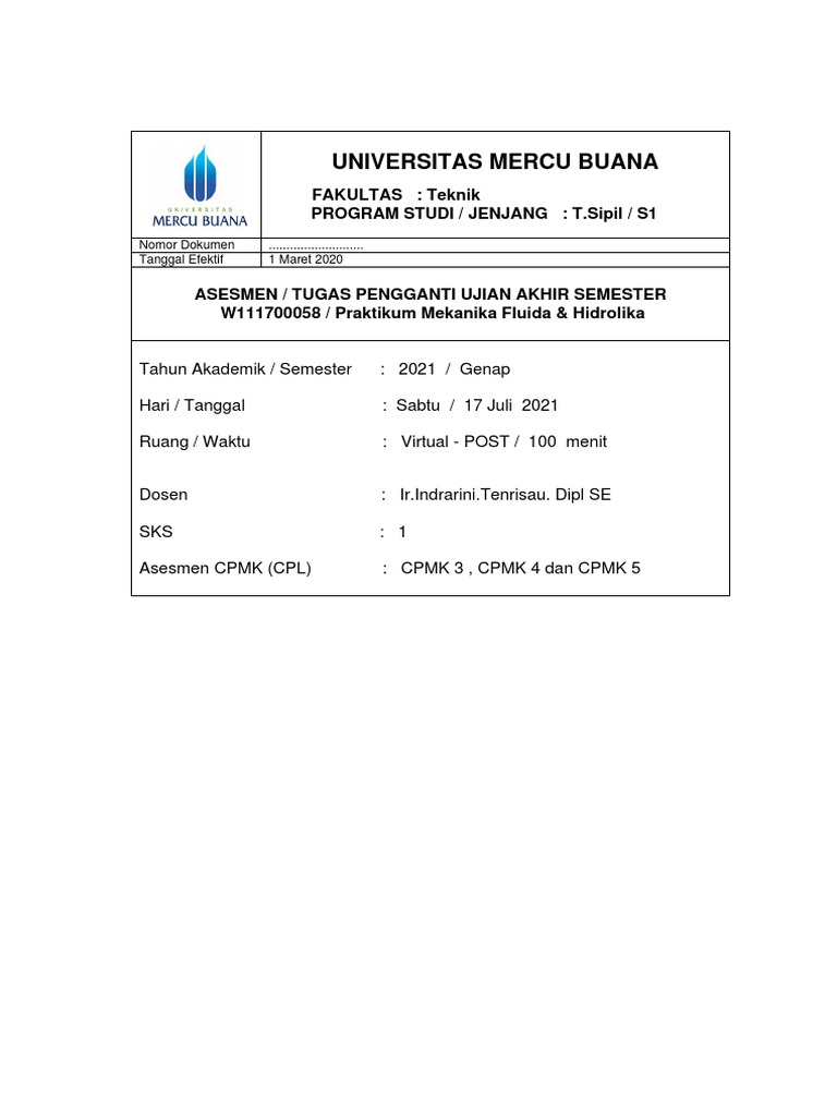 Soal Tugas Pengganti UAS | PDF