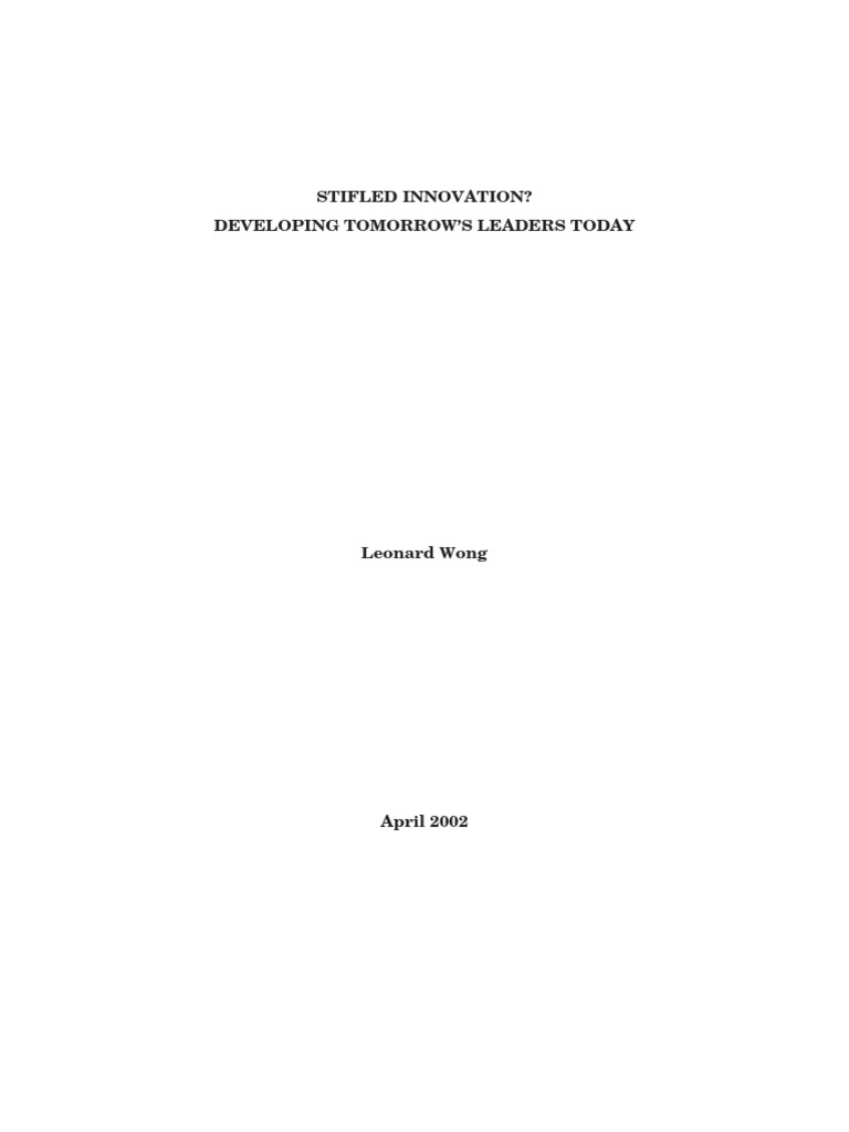 STIFLED INNOVATION DEVELOPING TOMORROW S LEADERS TODAY Pub279 | PDF ...